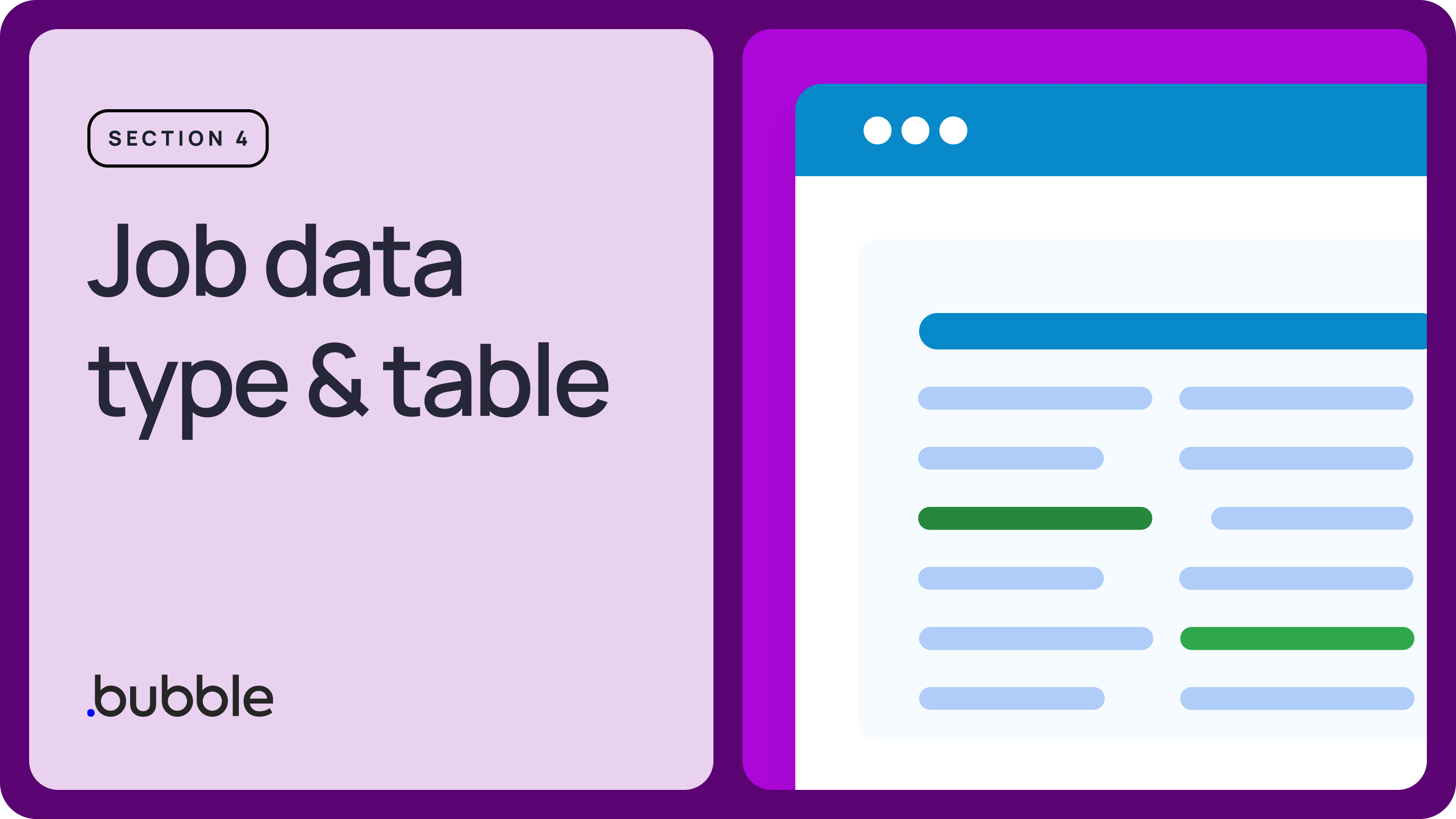 Job data type & table | Bubble