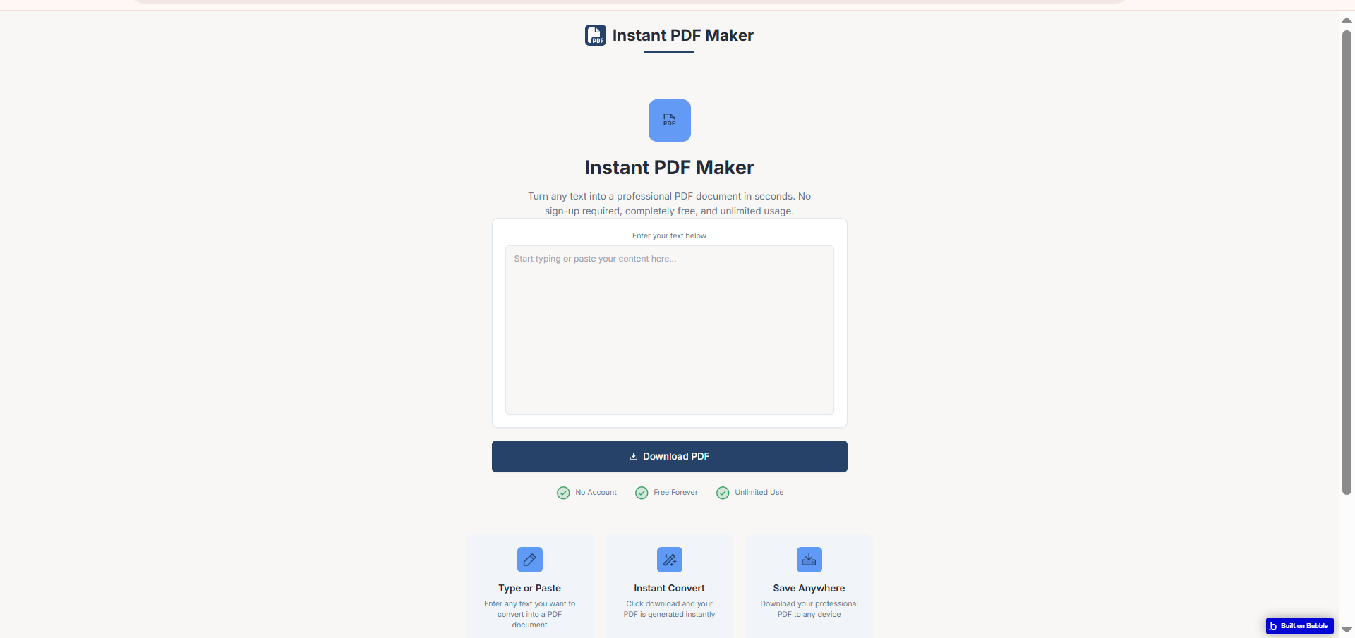 Instant Pdf Maker Template | Bubble